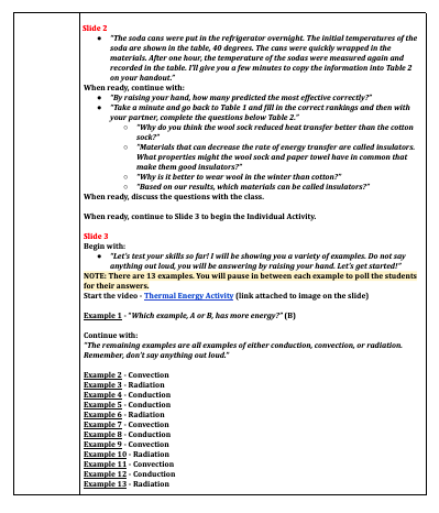 6th Science Lesson Thermal Energy OAS 6.PS3.3 & 3.4 NGSS MS-PS3-3 & 3-4 ...