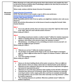 7th Science Lesson Atomic Composition OAS 7.PS1.1 NGSS MS-PS1-1 | Made ...