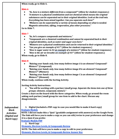 7th Science Lesson Atomic Composition OAS 7.PS1.1 NGSS MS-PS1-1 | Made ...