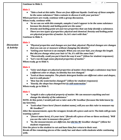 7th Science Lesson Physical & Chemical Properties OAS 7.PS1.2 NGSS MS ...