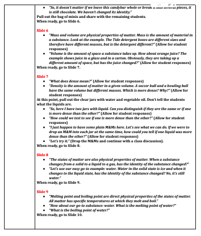 7th Science Lesson Physical & Chemical Properties OAS 7.PS1.2 NGSS MS ...