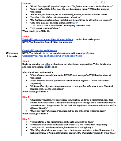 7th Science Lesson Physical & Chemical Properties OAS 7.PS1.2 NGSS MS ...