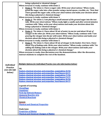 7th Science Lesson Physical & Chemical Properties OAS 7.PS1.2 NGSS MS ...