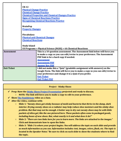 7th Science Lesson Physical & Chemical Properties OAS 7.PS1.2 NGSS MS ...