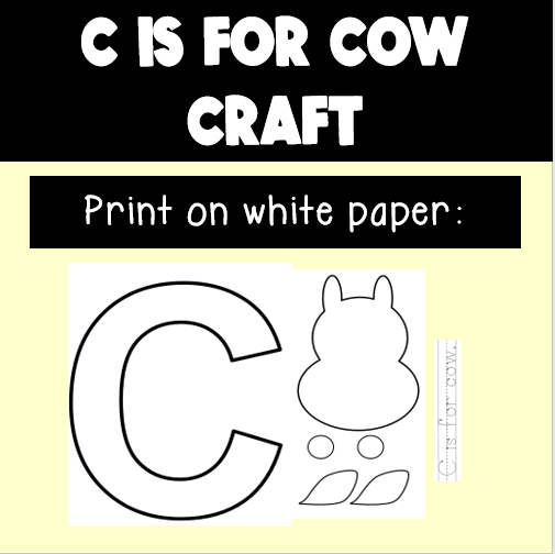 Letter C Craft - C is for Cow Craft Alphabet Beginning Sound Activity ...
