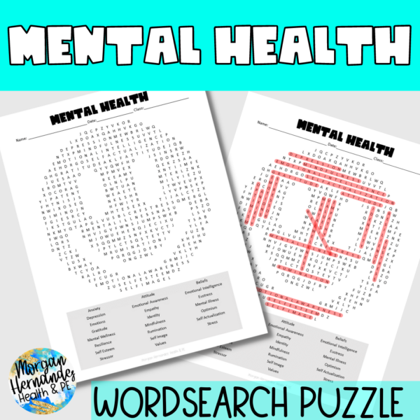 Mental Health Word Search Puzzle | Made By Teachers