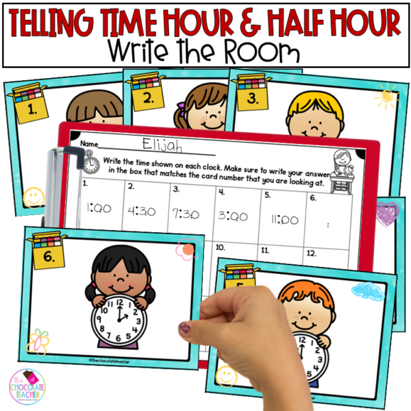 Telling Time - Hour and Half Hour - Write the Room - Analog Clock ...