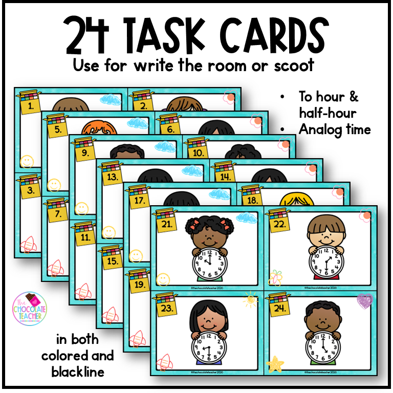 Telling Time - Hour and Half Hour - Write the Room - Analog Clock ...