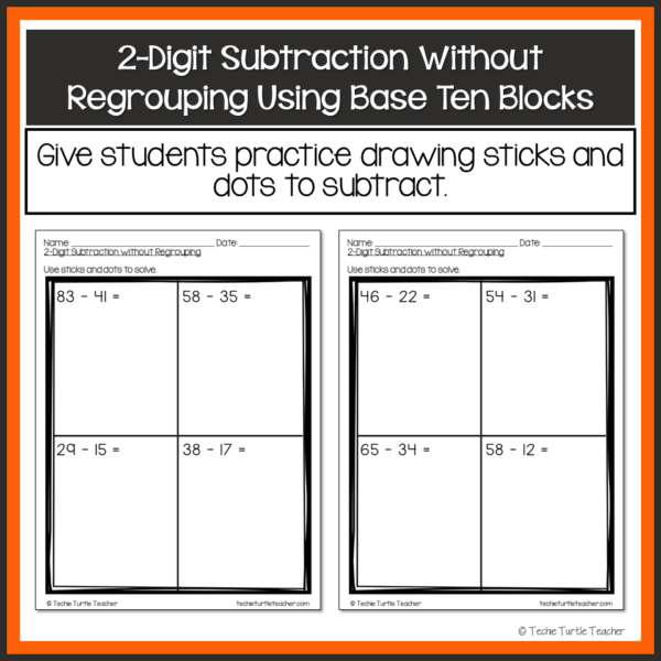 2-Digit Subtraction without Regrouping Using Base Ten Blocks | Made By ...