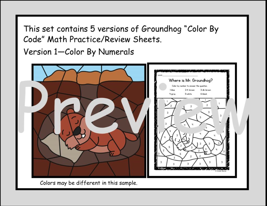 Groundhog Day Theme Color By Numerals, Number Words, Tallies & More ...