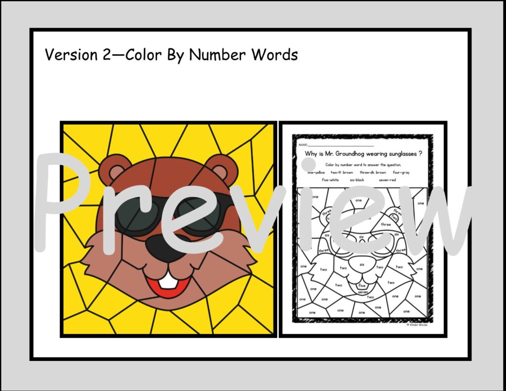 Groundhog Day Theme Color By Numerals, Number Words, Tallies & More ...