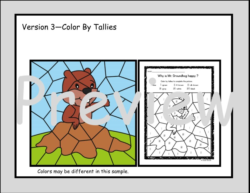 Groundhog Day Theme Color By Numerals, Number Words, Tallies & More ...