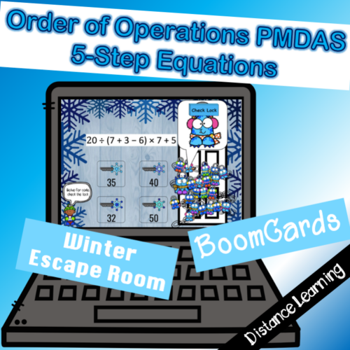 Winter Escape Room Order of Operations (PMDAS No Exponents) 5-Step ...