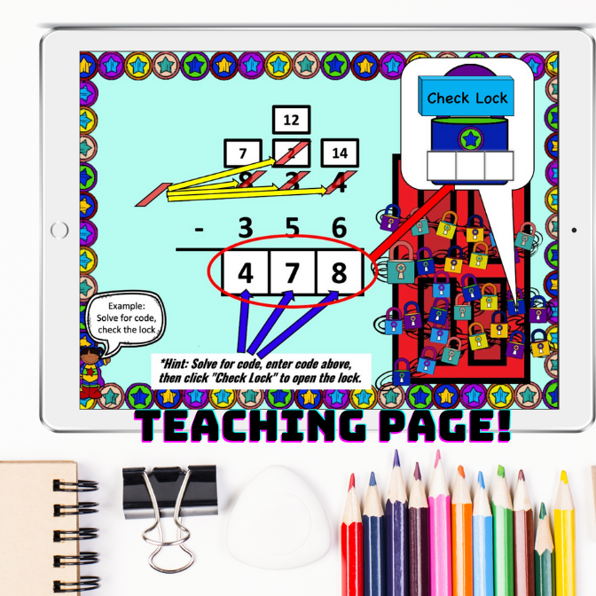 SuperHero Escape Room Three-Digit Subtraction Lvl 3 Multi Regrouping ...