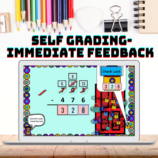 SuperHero Escape Room Three-Digit Subtraction Lvl 3 Multi Regrouping ...