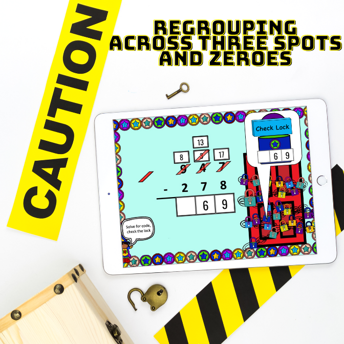 SuperHero Escape Room Three-Digit Subtraction Lvl 3 Multi Regrouping ...