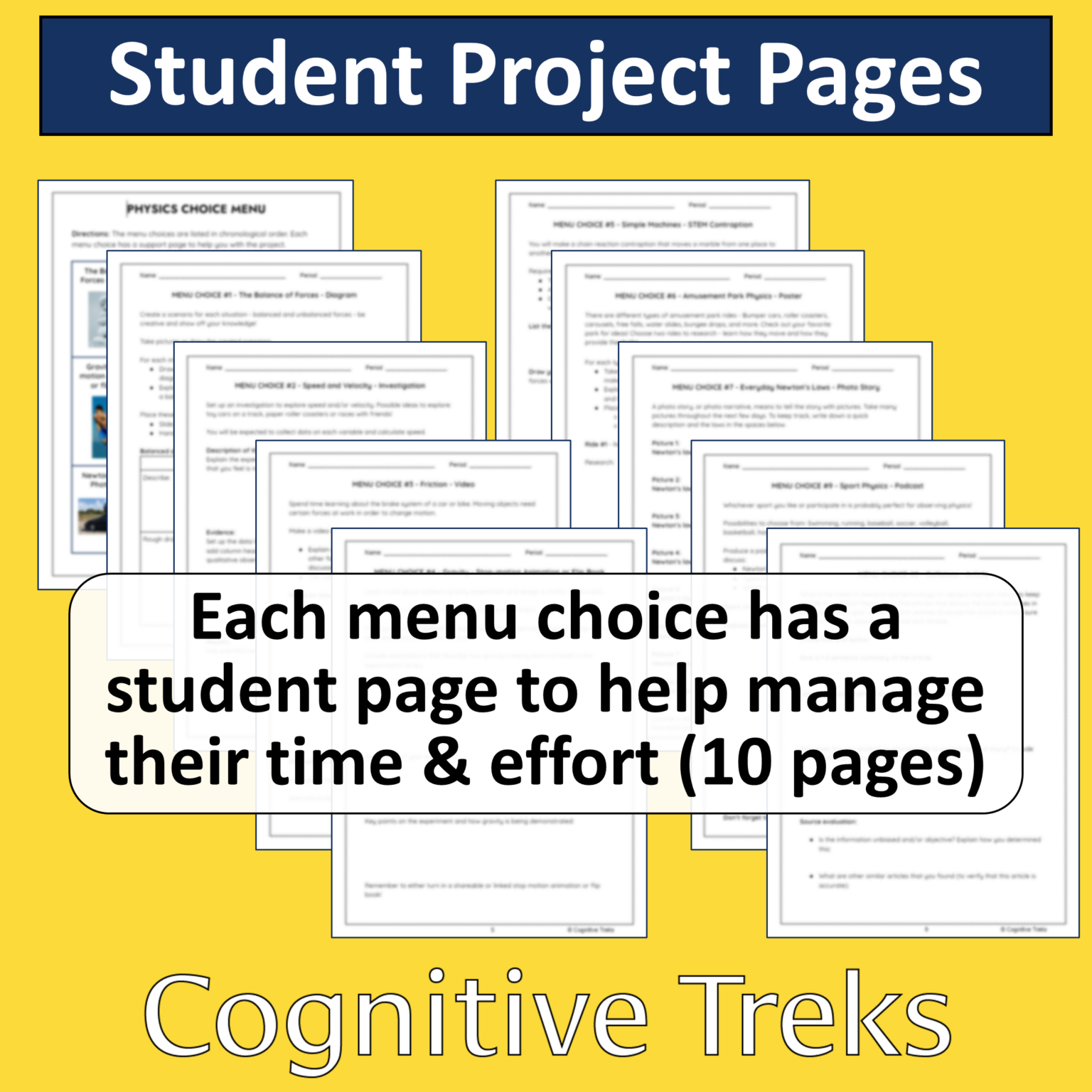 Physics Project Choice Menu | Force, Motion, Gravity, Speed, Friction ...