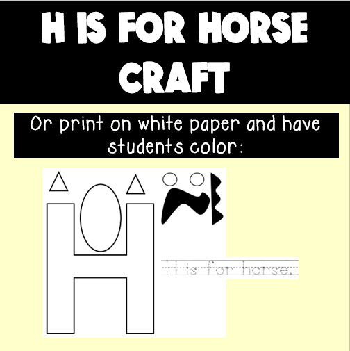 Letter H Craft - H is for Horse Printable Alphabet Beginning Sound ...