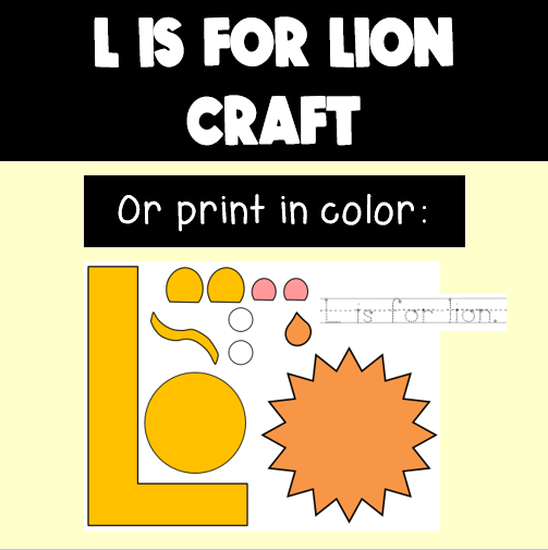 Letter L Craft - L is for Lion Printable Alphabet Beginning Sound ...