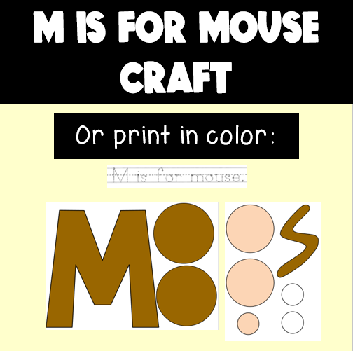 Letter M Craft - M is for Mouse Cute Printable Alphabet Beginning Sound ...