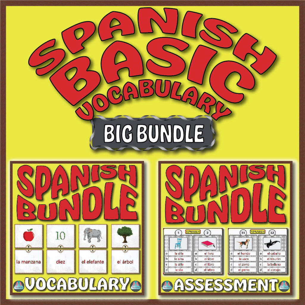 Spanish Match & Task Cards - Basic Vocabulary Bundle | Made By Teachers
