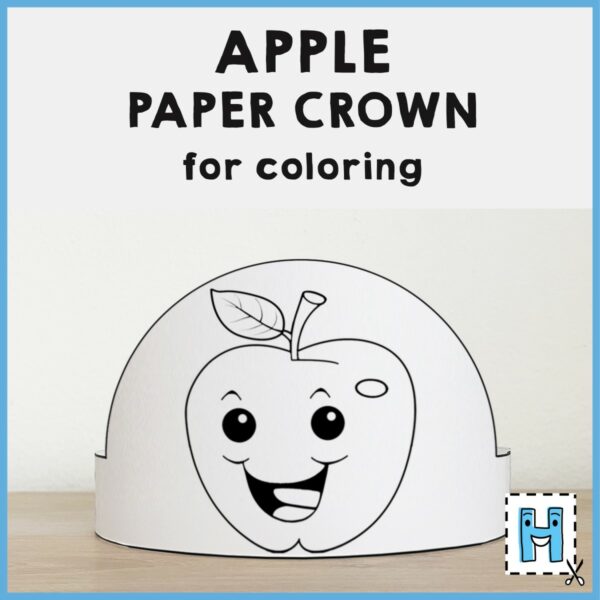 Apple Paper Crown Headband Printable Coloring Fruit Summer Craft ...