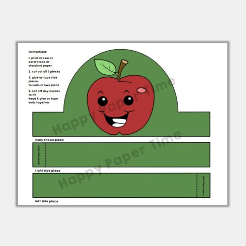 Apple Paper Crown Headband Printable Fruit Summer Craft Activity | Made ...