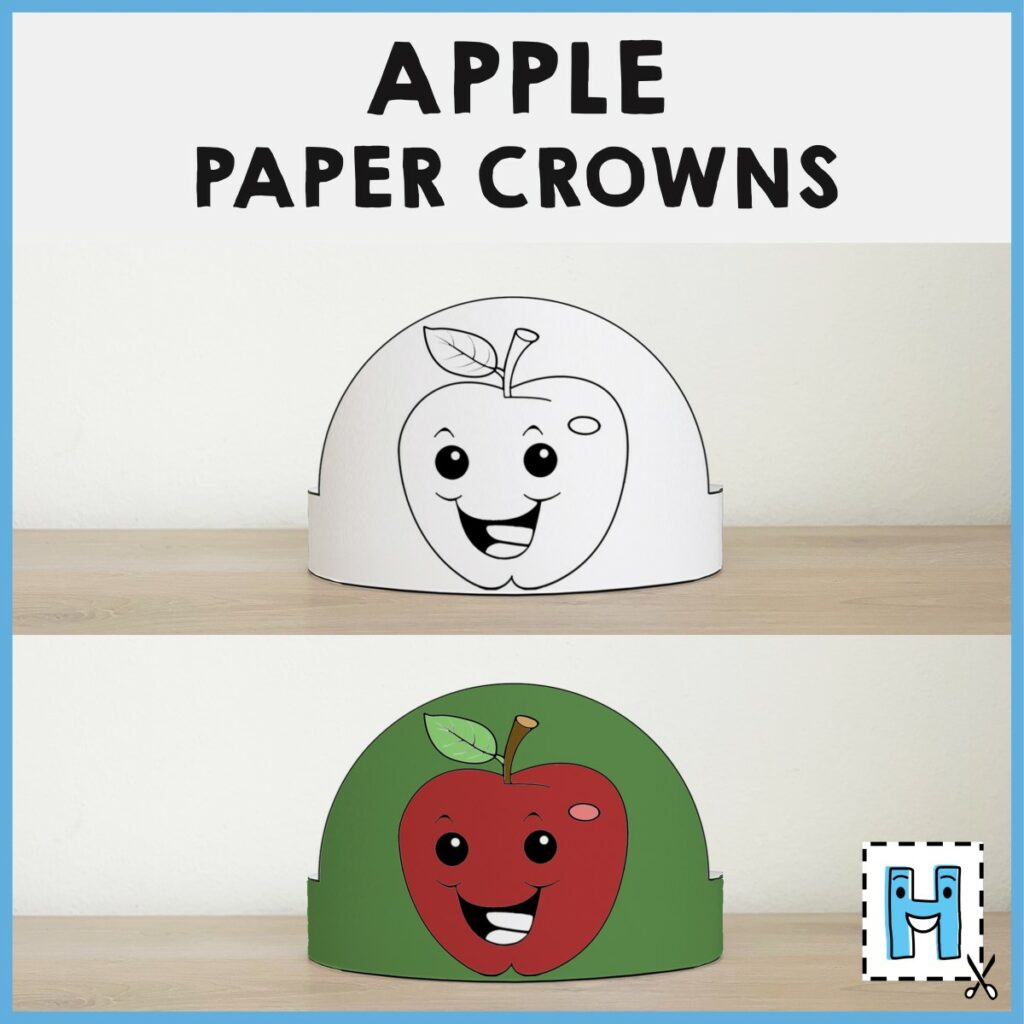 Apple Paper Crowns Headband Printable Coloring Fruit Summer Craft ...