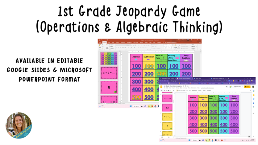 1st Grade Math Jeopardy Game: Operations and Algebraic Thinking ...