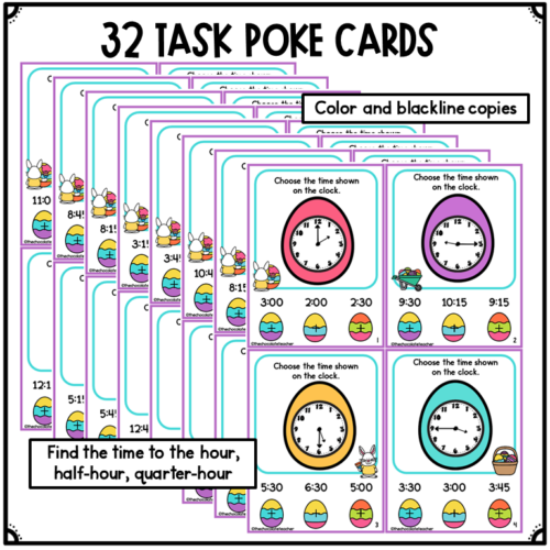 Telling Time - Analog Clocks - Easter Math - Math Task Cards ...