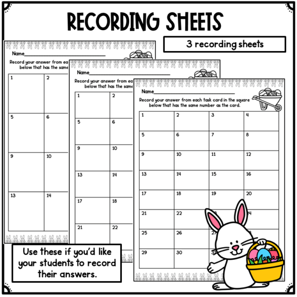 Telling Time - Analog Clocks - Easter Math - Math Task Cards ...