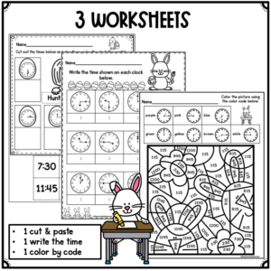 Telling Time - Analog Clocks - Easter Math - Math Task Cards ...