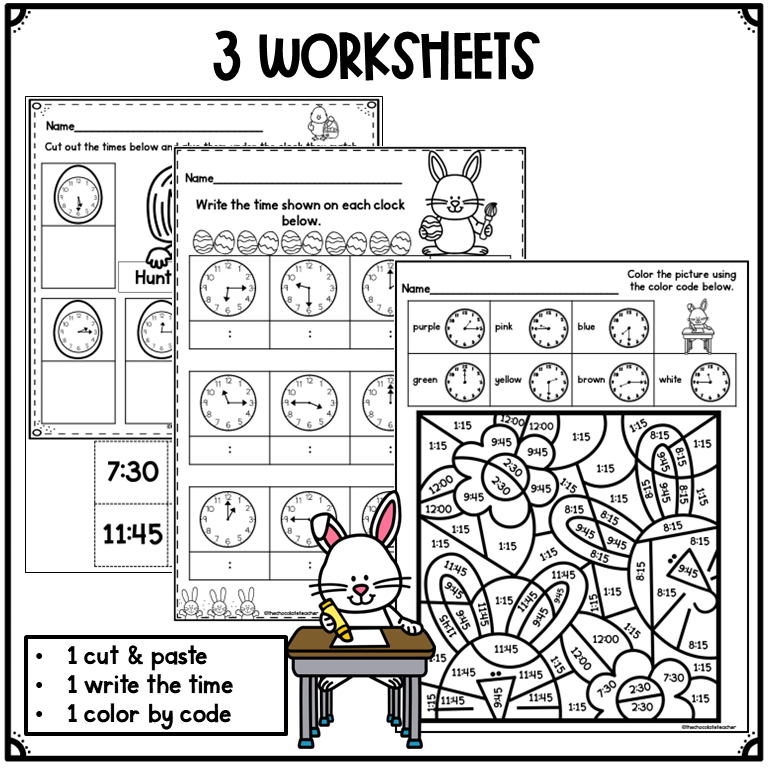 Telling Time - Analog Clocks - Easter Math - Math Task Cards ...