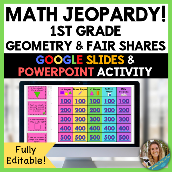 1st Grade Math Jeopardy Game: Geometry and Fair Shares | Made By Teachers