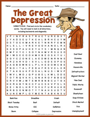 THE GREAT DEPRESSION Word Search Puzzle Worksheet Activity | Made By ...