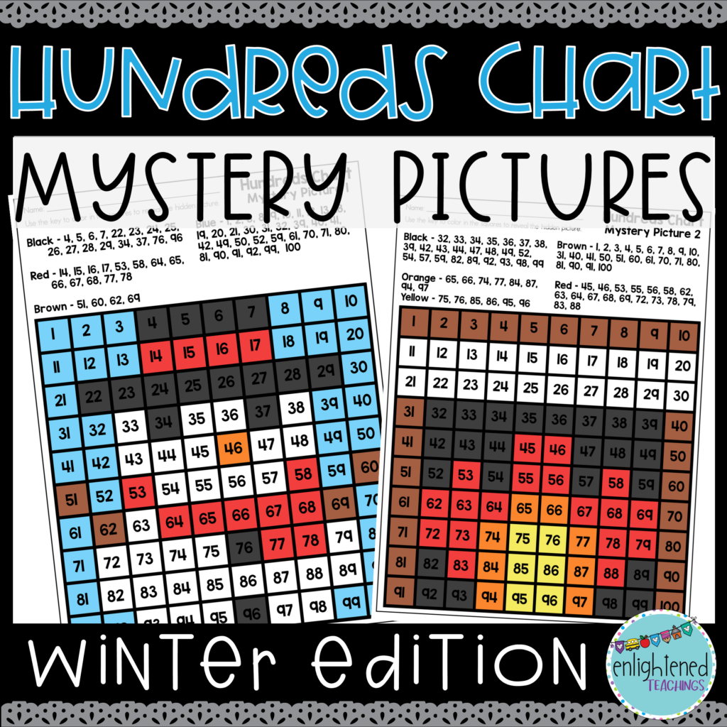 Winter Hundreds Chart Mystery Pictures Puzzles Hundreds Chart ...