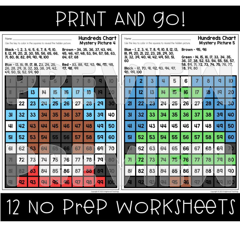 Winter Hundreds Chart Mystery Pictures Puzzles Hundreds Chart ...