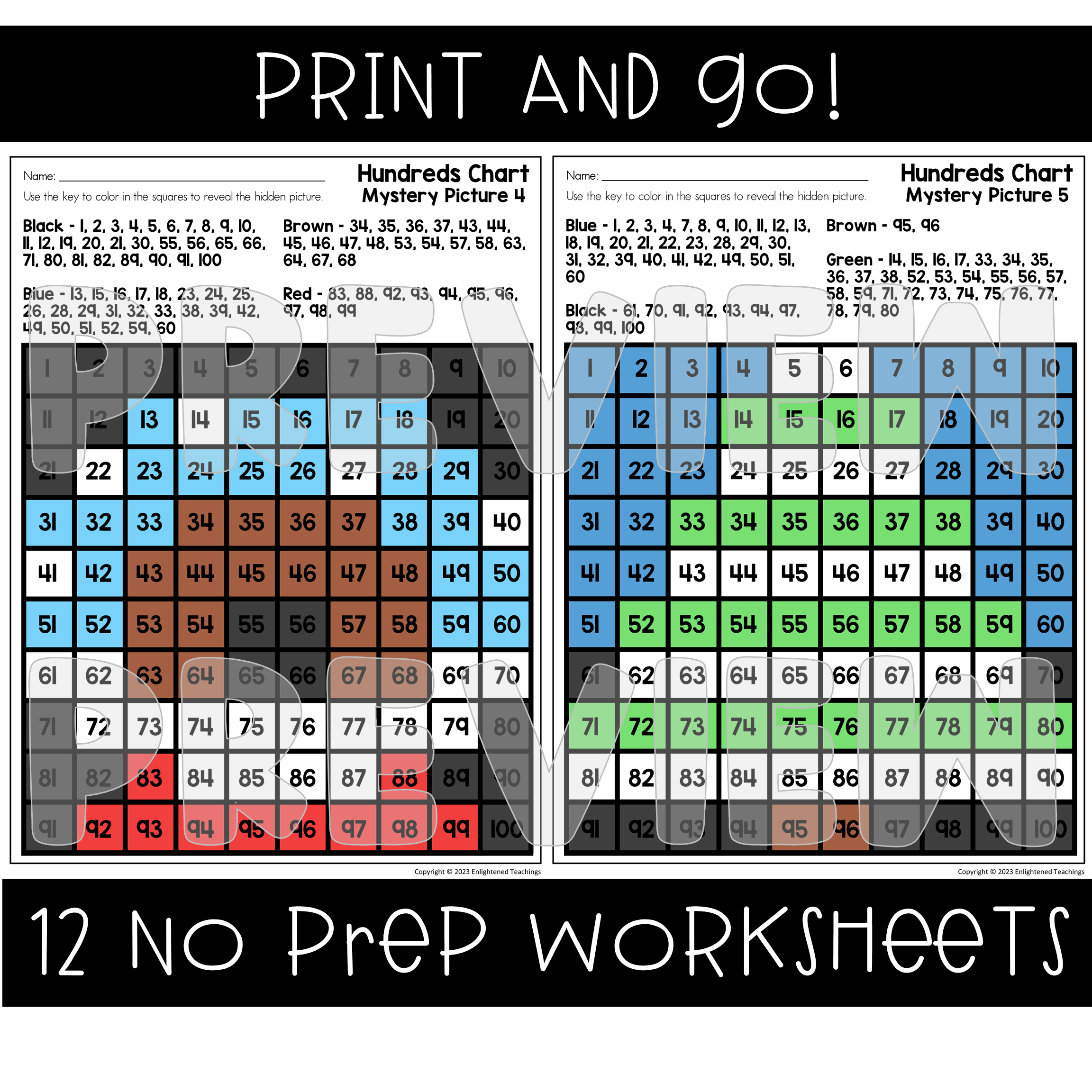 Winter Hundreds Chart Mystery Pictures Puzzles Hundreds Chart ...