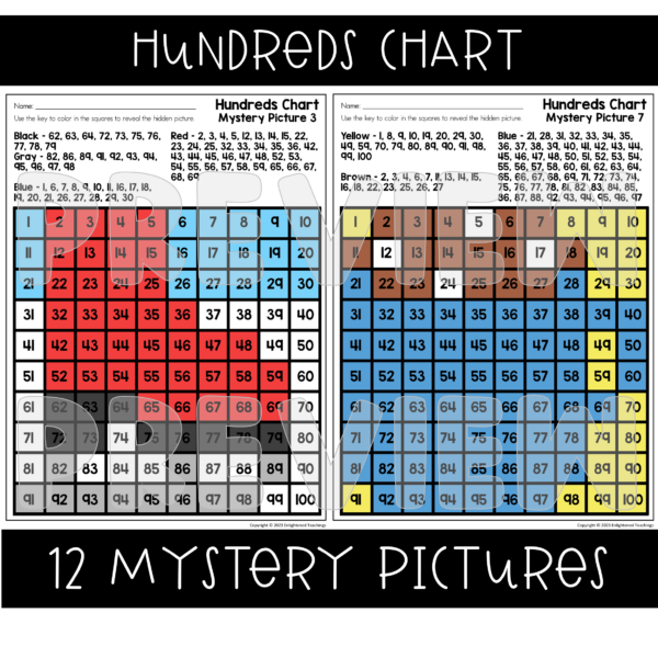 Winter Hundreds Chart Mystery Pictures Puzzles Hundreds Chart ...