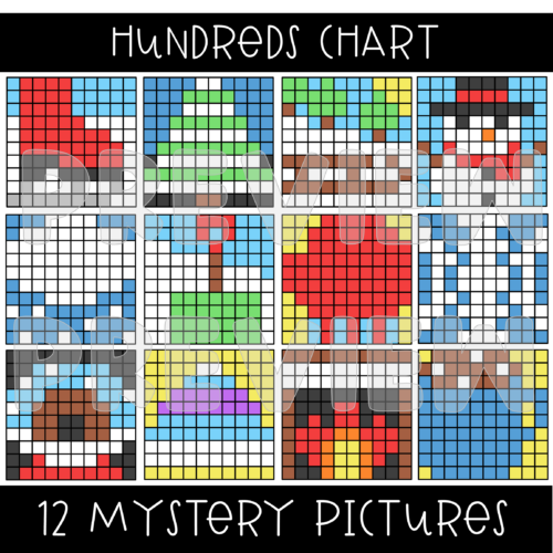 Winter Hundreds Chart Mystery Pictures Puzzles Hundreds Chart ...