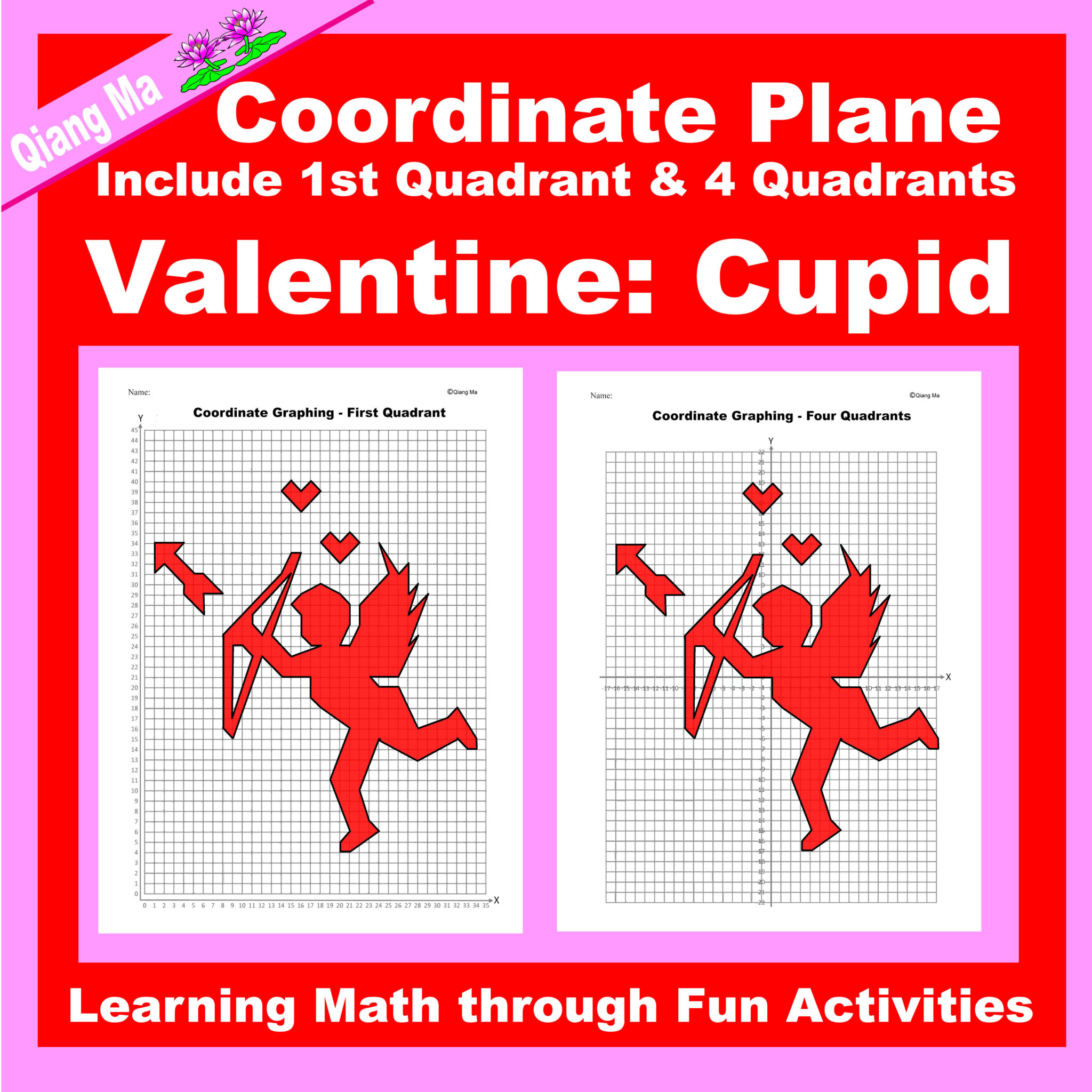 Valentine Coordinate Plane Graphing Picture: Cupid | Made By Teachers