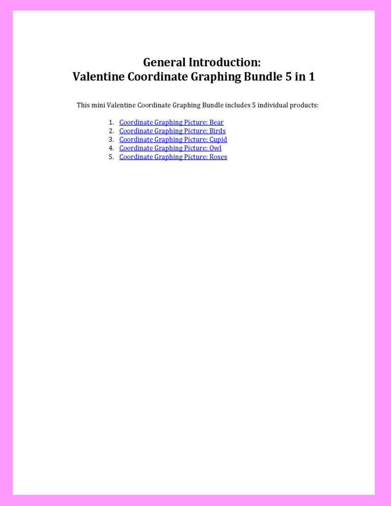 Valentine Coordinate Plane Graphing Picture: Valentine Bundle 5 in 1 ...