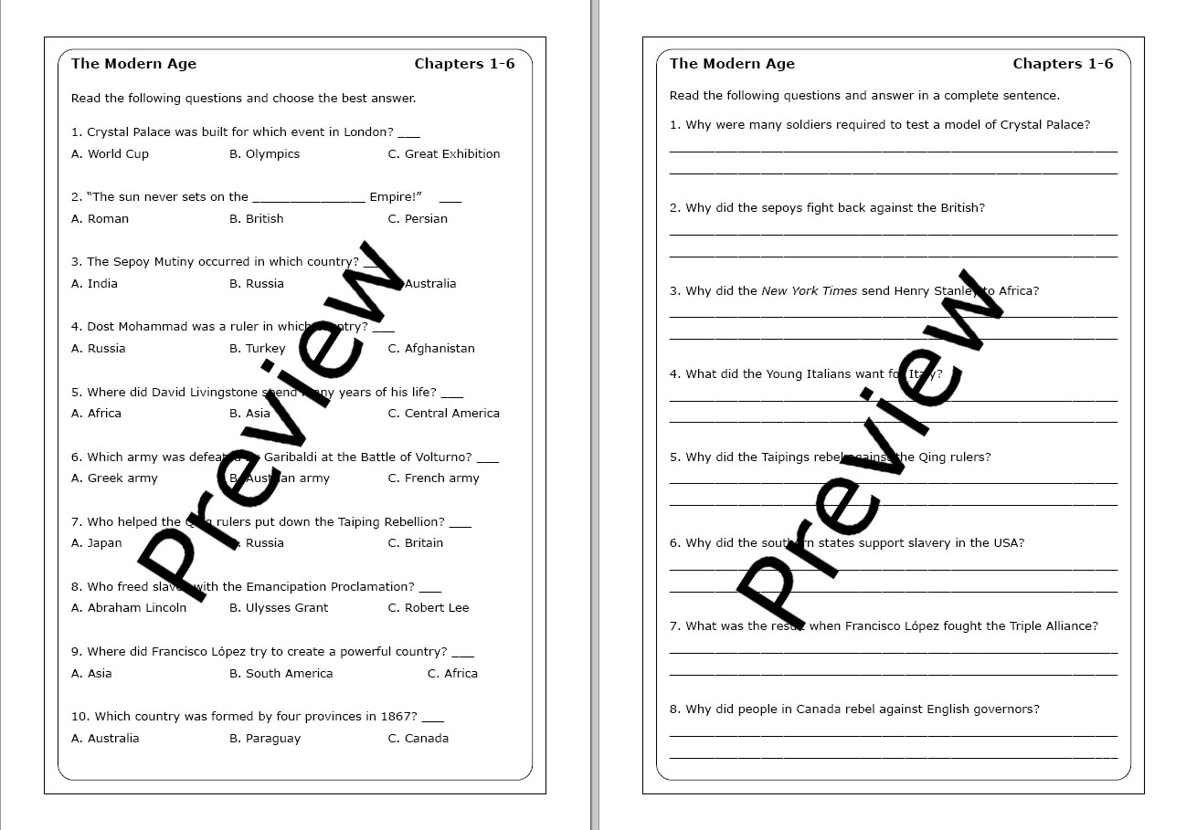 Susan Wise Bauer "Volume 4: The Modern Age" worksheets | Made By Teachers