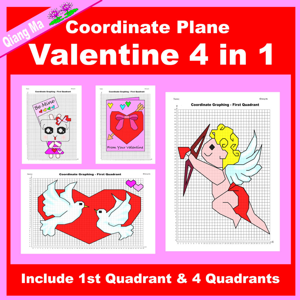 Valentine Coordinate Plane Graphing Picture: Valentine Bundle 4 in 1 ...