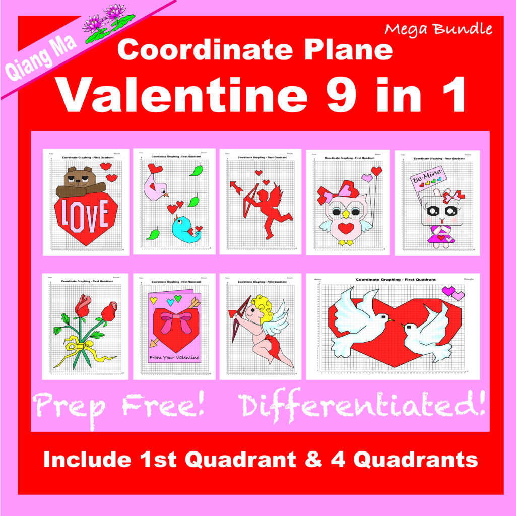 Valentine Coordinate Plane Graphing Picture: Valentine Mega Bundle 9 in ...