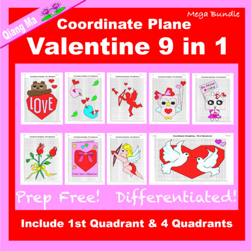 Valentine Coordinate Plane Graphing Picture: Valentine Mega Bundle 9 in ...