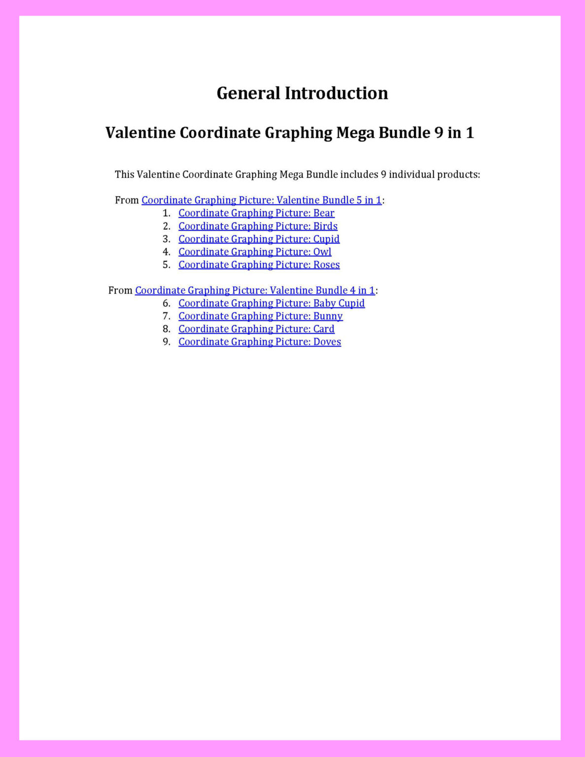 Valentine Coordinate Plane Graphing Picture: Valentine Mega Bundle 9 in ...