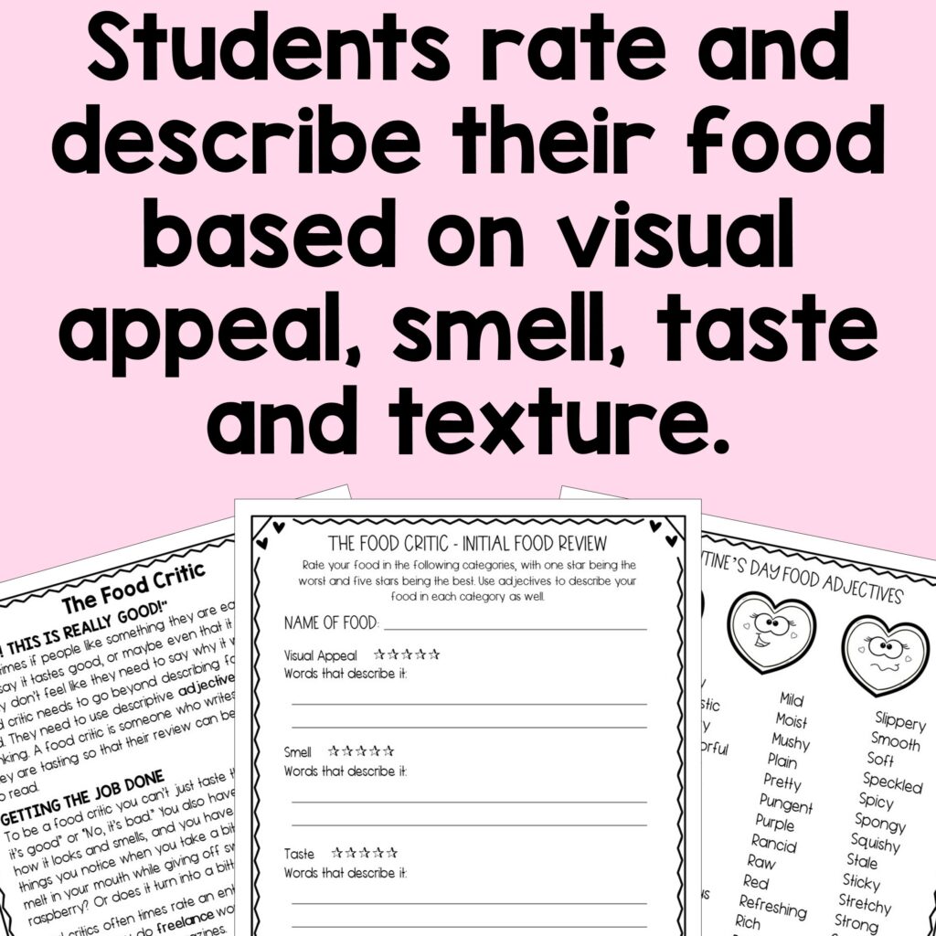 Write Like a Food Critic Food Science Valentine's Day Activity for 5th ...