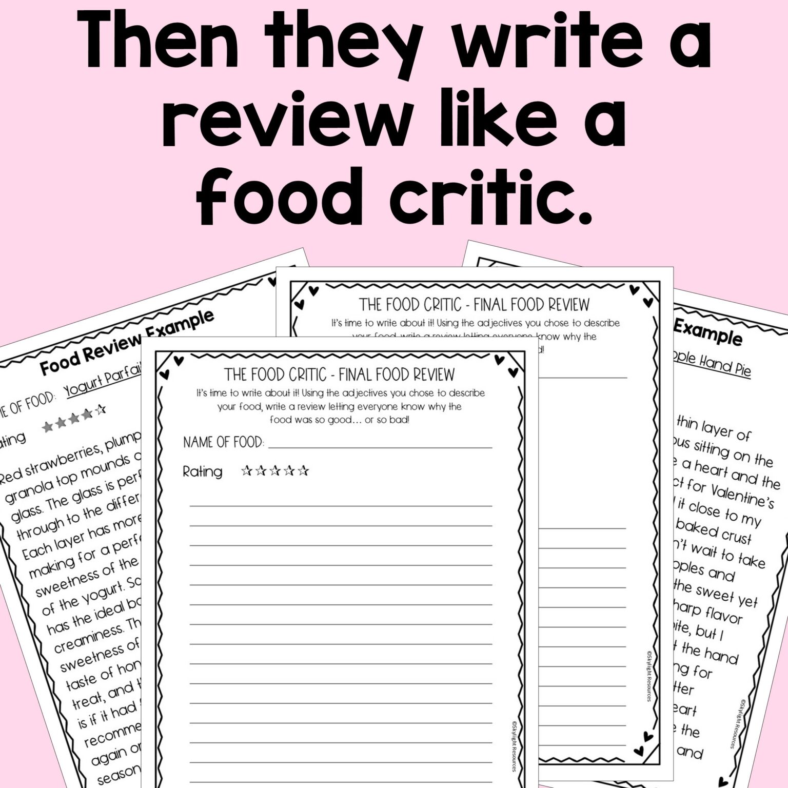 Write Like a Food Critic Food Science Valentine's Day Activity for 5th ...