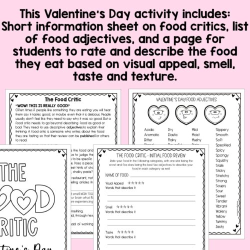 Write Like a Food Critic Food Science Valentine's Day Activity for 5th ...